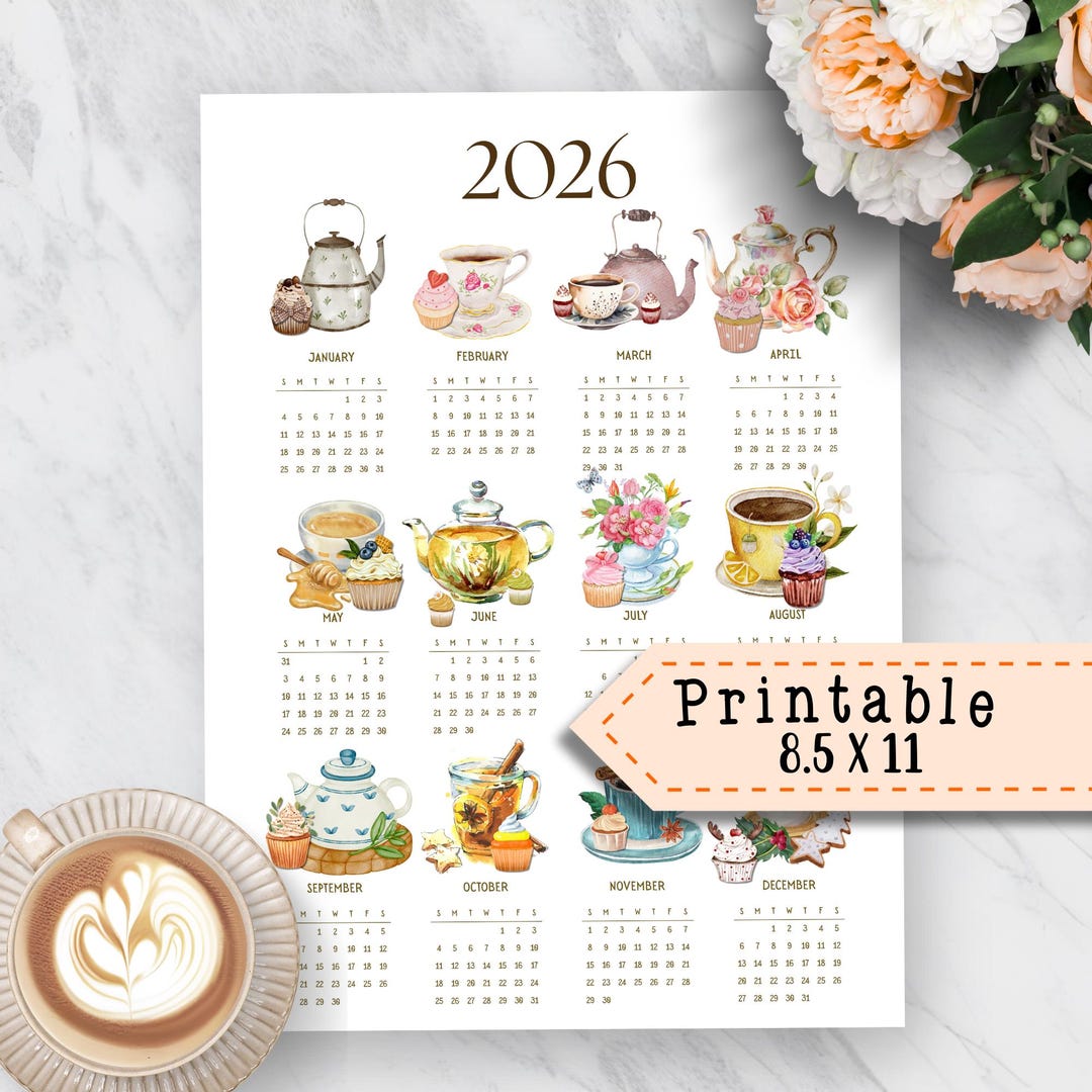 Year at a Glance Printable 2026, Year at A Glance 2026 Calendar, One ...