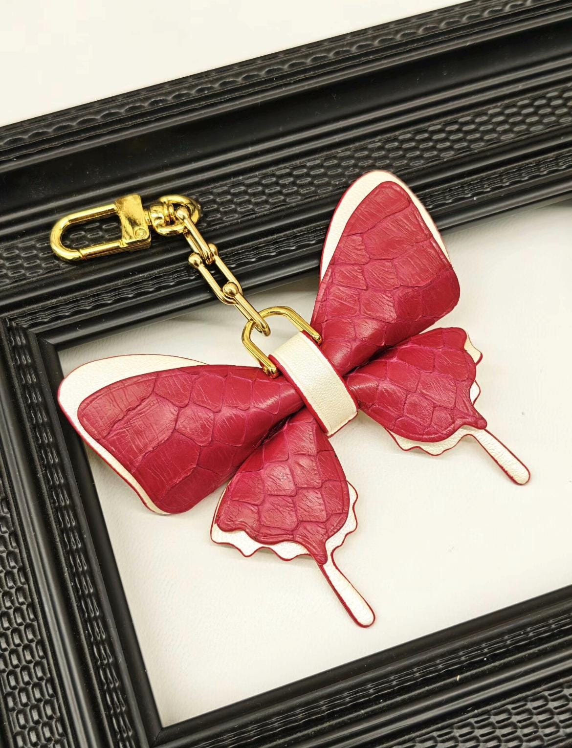Handmade Leather Butterfly Bag Charm Handbag and Purse Charm Keychain ...