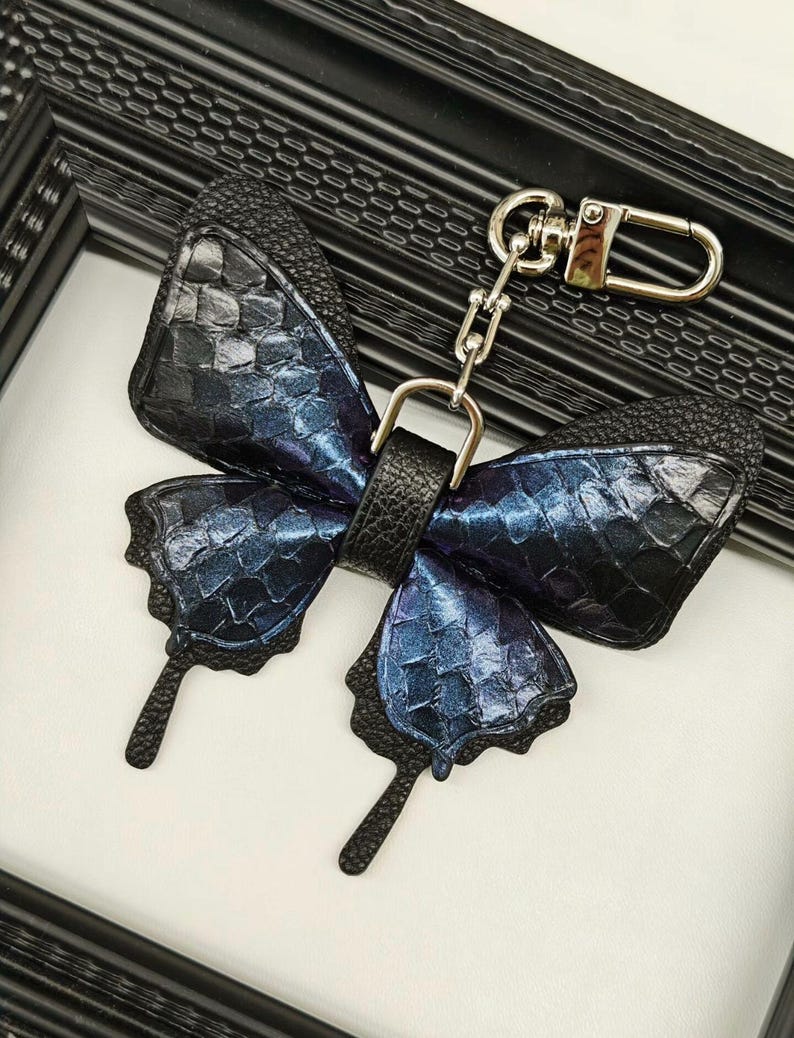 Handmade Leather Butterfly Bag Charm Handbag and Purse Charm Keychain ...