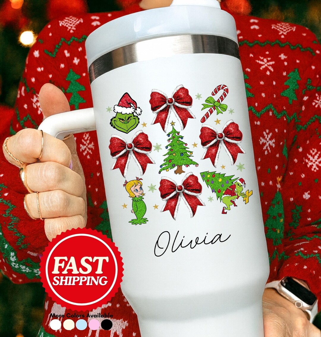 Christmas Cartoon Character Cup, Personalized Christmas Cup, Custom ...