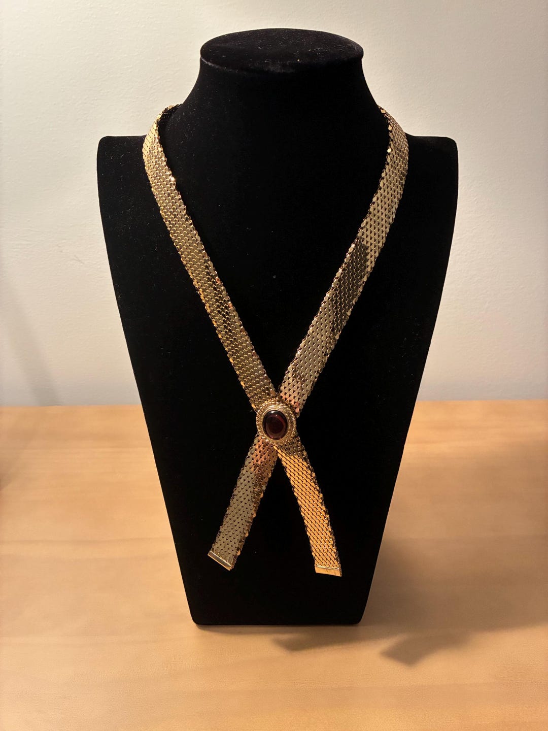 Vintage Rau Fastener Gold Garnet Mesh Necklace - Etsy