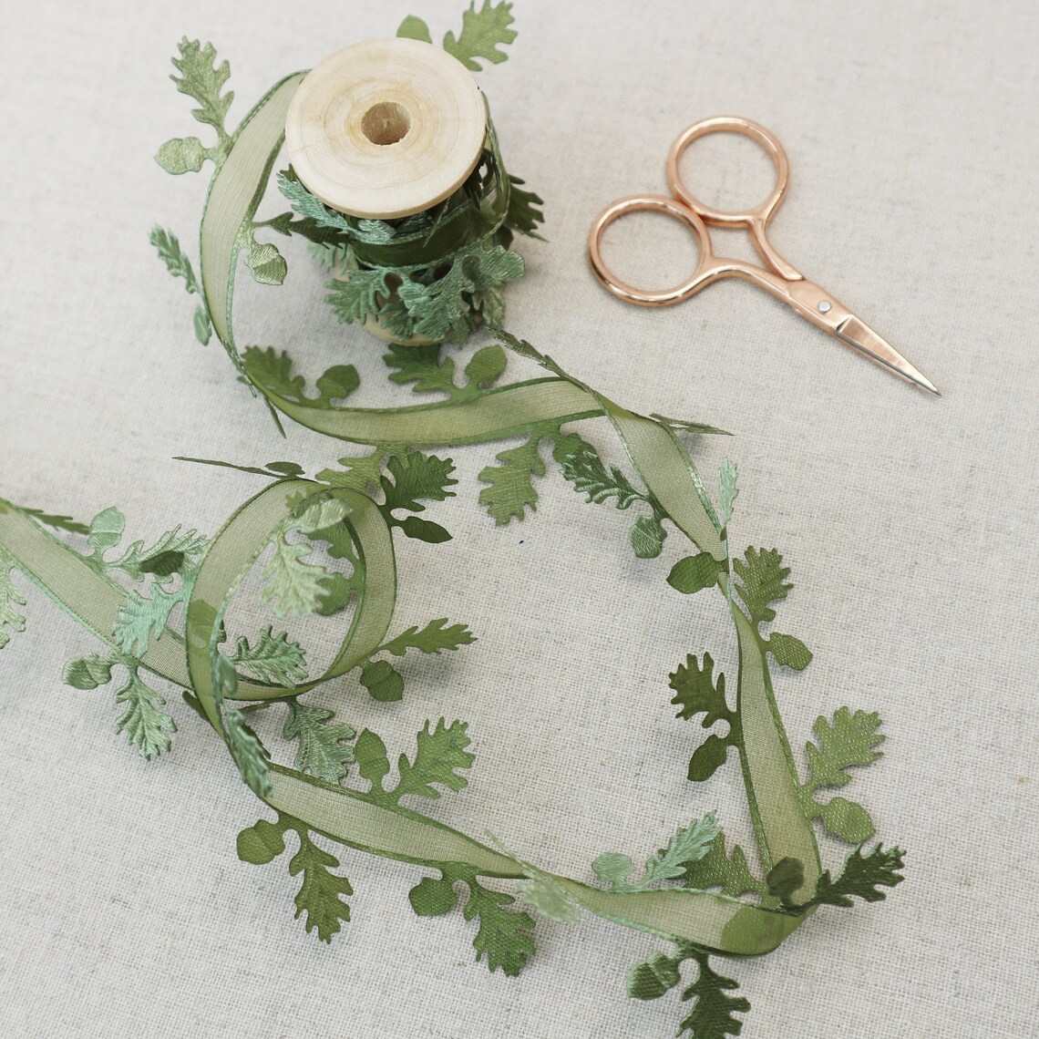 Oak Leaf Ribbon. Wedding Ribbon. Sheer Center Leaf Ribbon. | Etsy