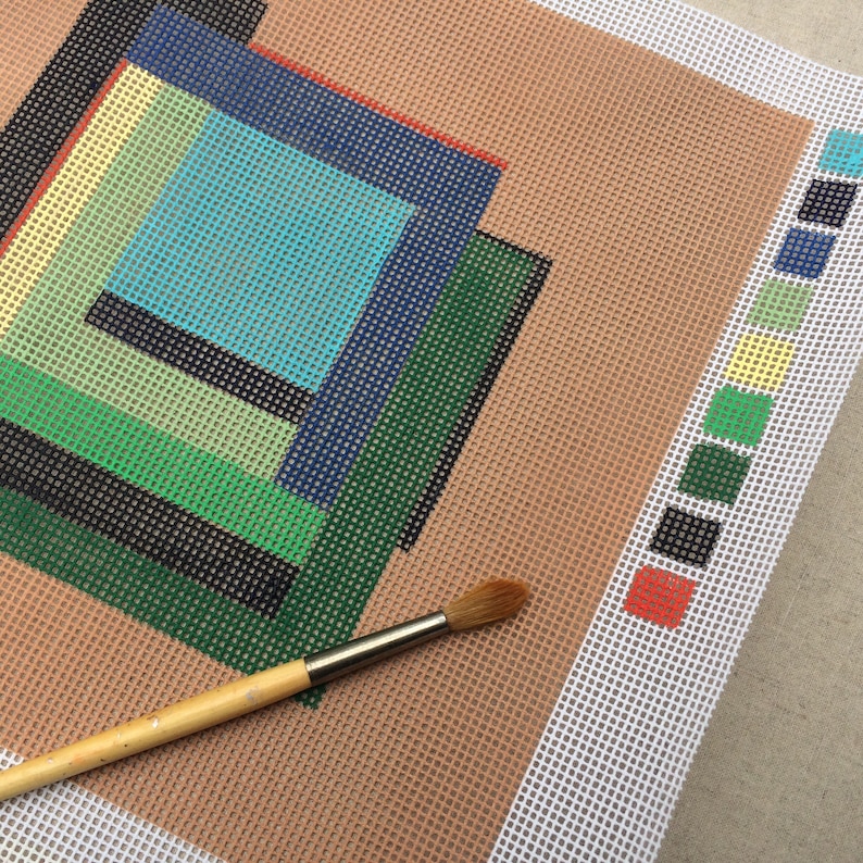 Modern Geometric Needlepoint Kit. Hand Painted Canvas. | Etsy