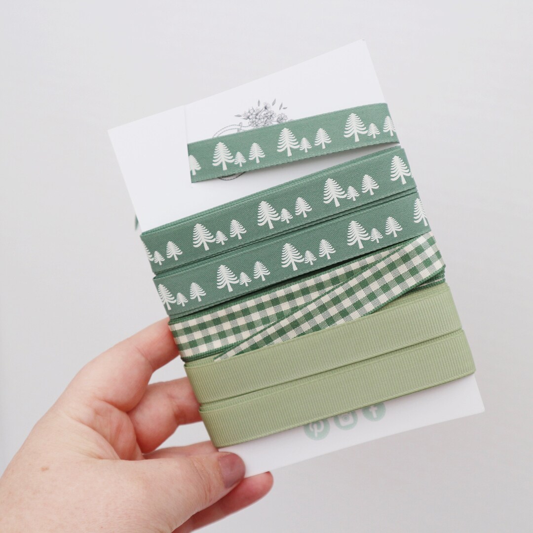 Festive Forest Green Ribbon Collection. Gift Wrapping Ribbon . Rustic ...