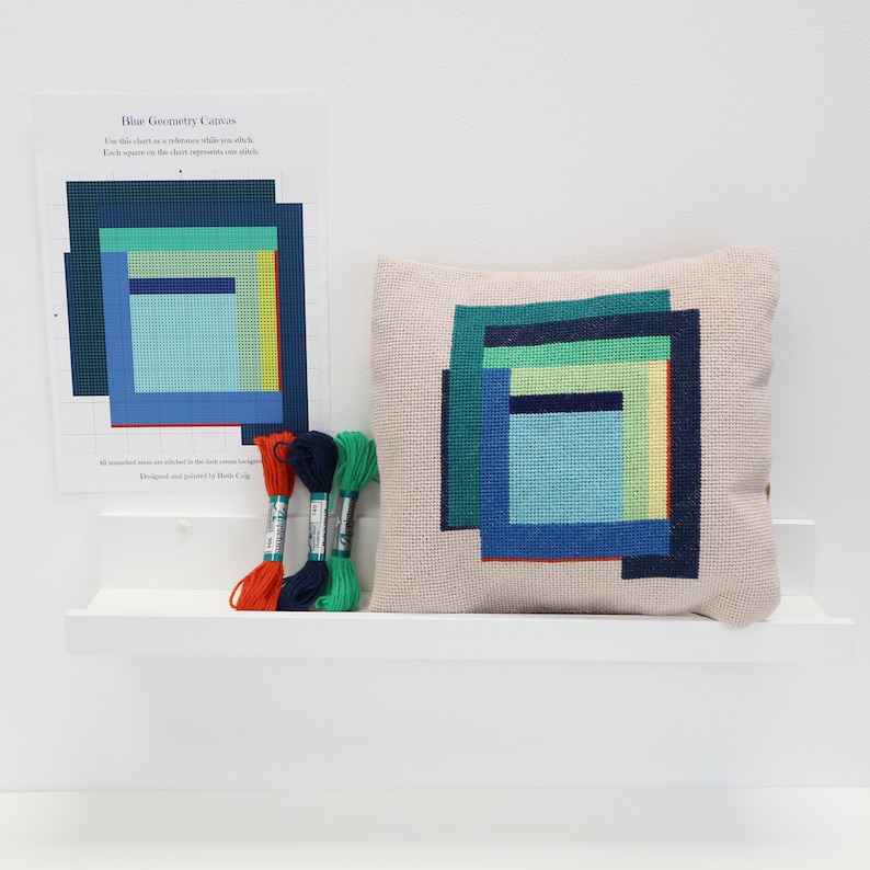 Modern Geometric Needlepoint Kit. Hand Painted Canvas. - Etsy