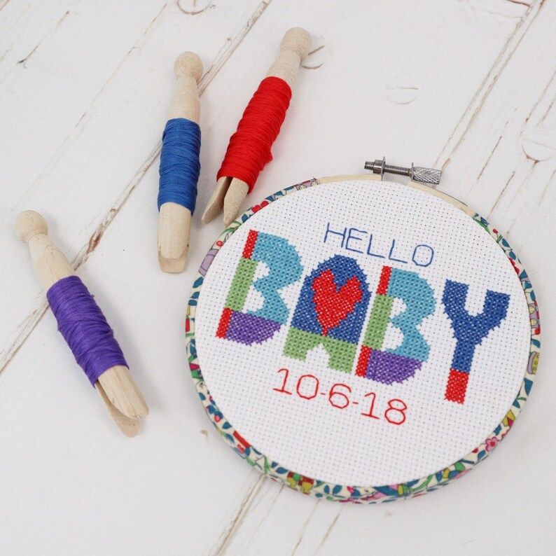 Baby Cross Stitch Kit New Baby Cross Stitch. Modern Baby - Etsy