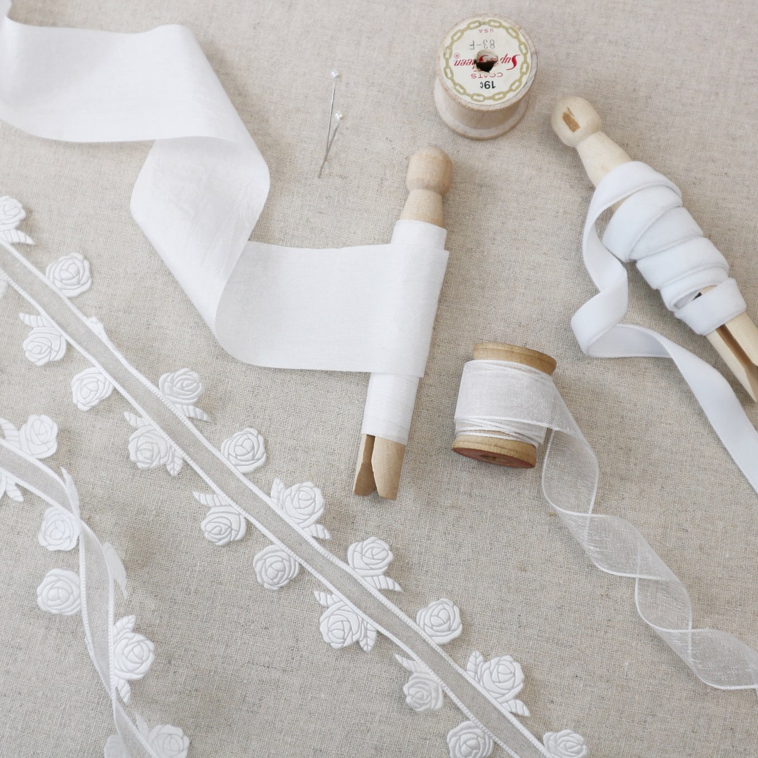 White Rose Bridal Ribbon Collection. Luxury Trims for Styling Weddings ...