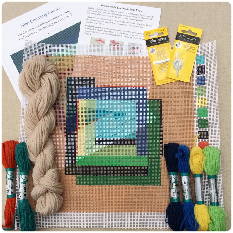 Modern Geometric Needlepoint Kit. Hand Painted Canvas. - Etsy