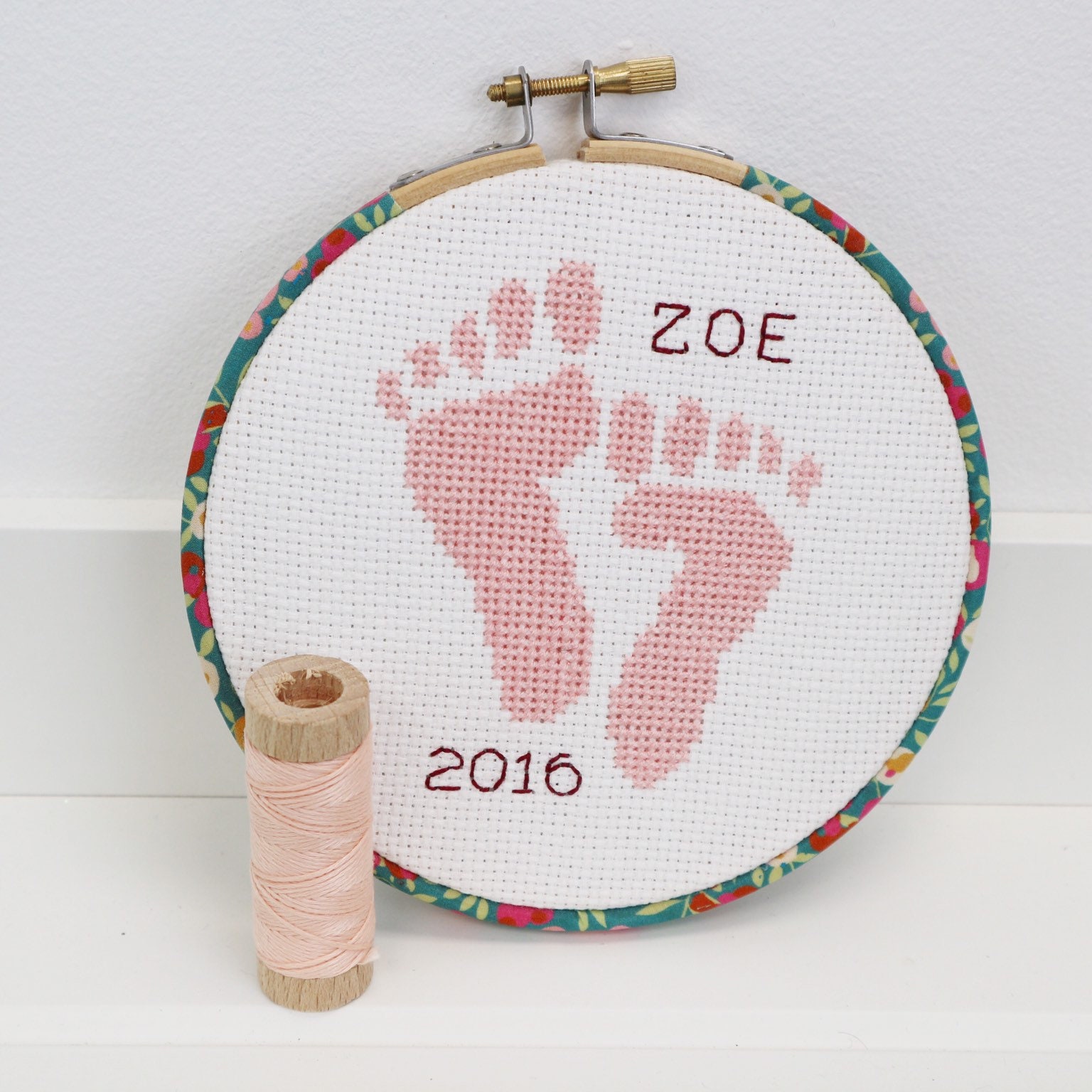 Baby Cross Stitch Kit Mini 'baby Feet' Sampler.pink - Etsy