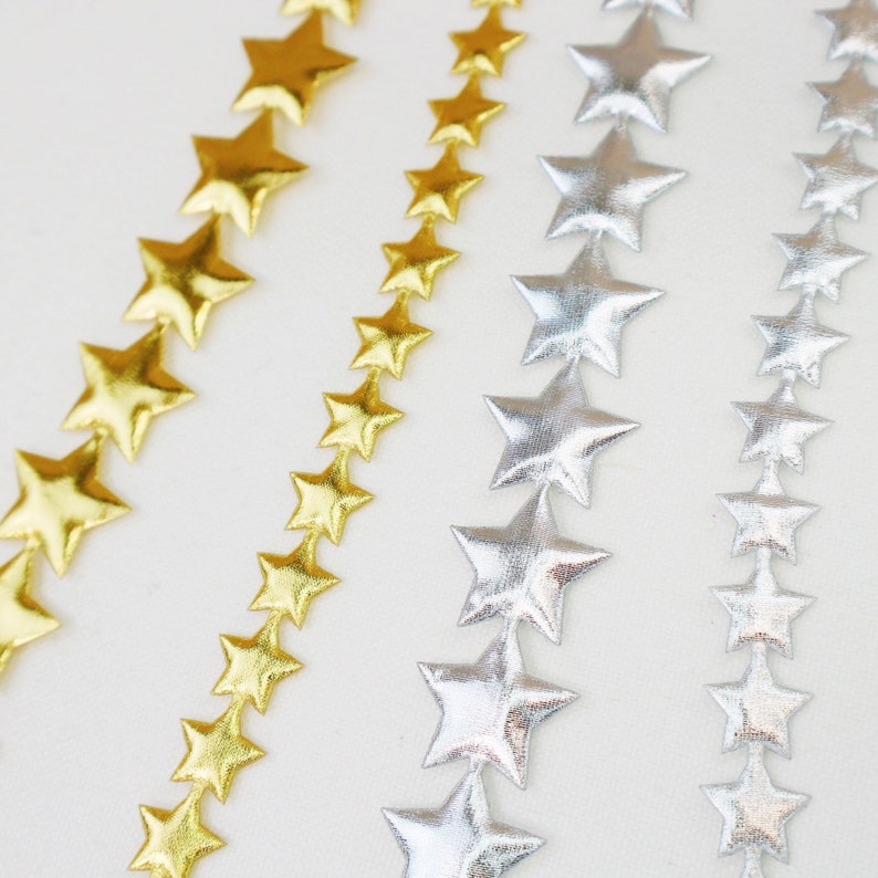 Gold and Silver Star Ribbon. Metallic Star Trim for Craft and - Etsy
