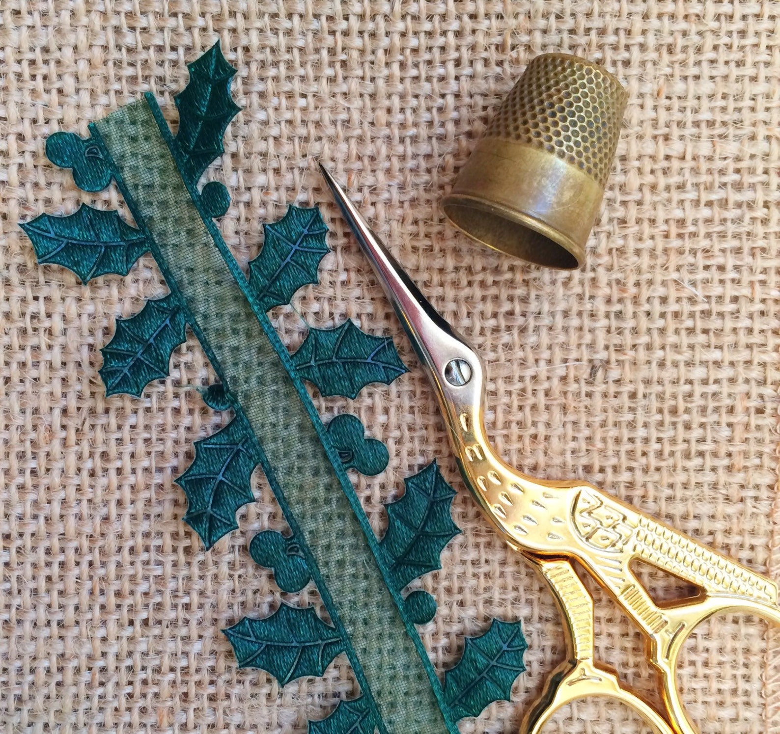 Holly Ribbon With Red or Green Sheer Centre. Christmas Ribbon. - Etsy