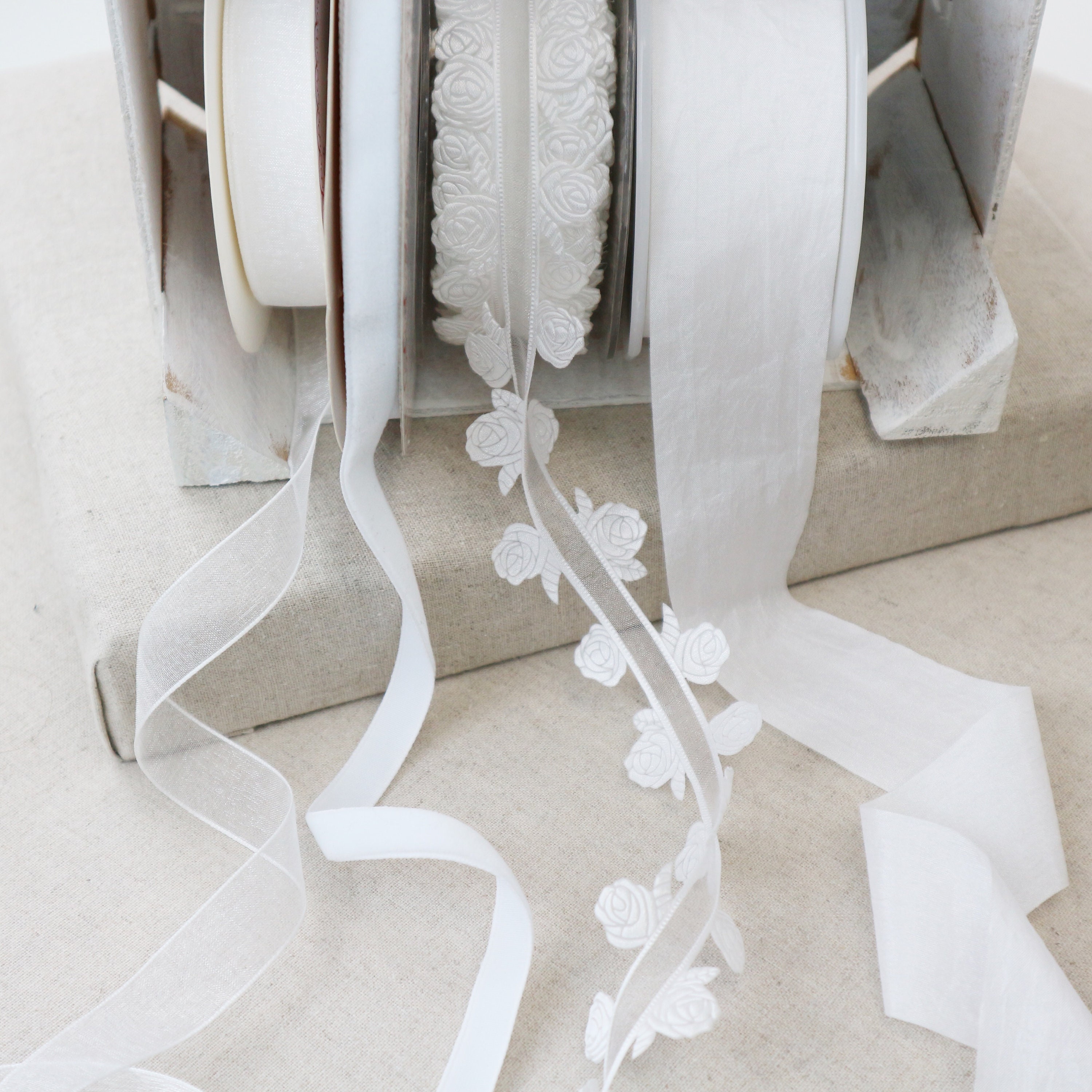 White Rose Bridal Ribbon Collection. Luxury Trims for Styling - Etsy
