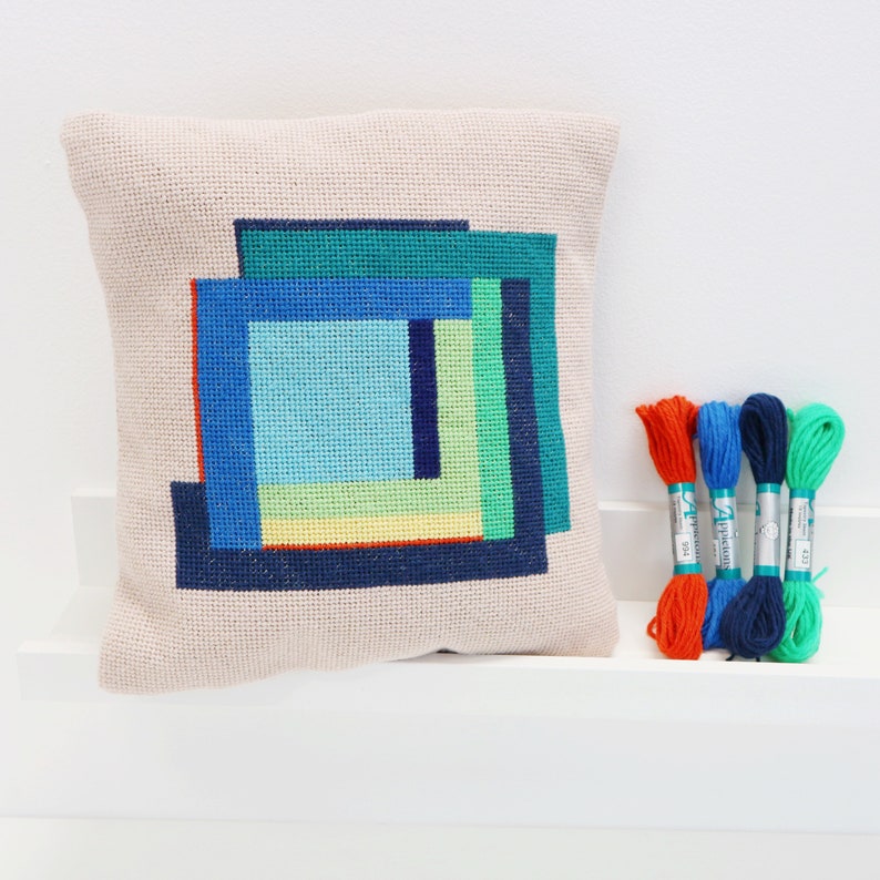 Modern Geometric Needlepoint Kit. Hand Painted Canvas. - Etsy