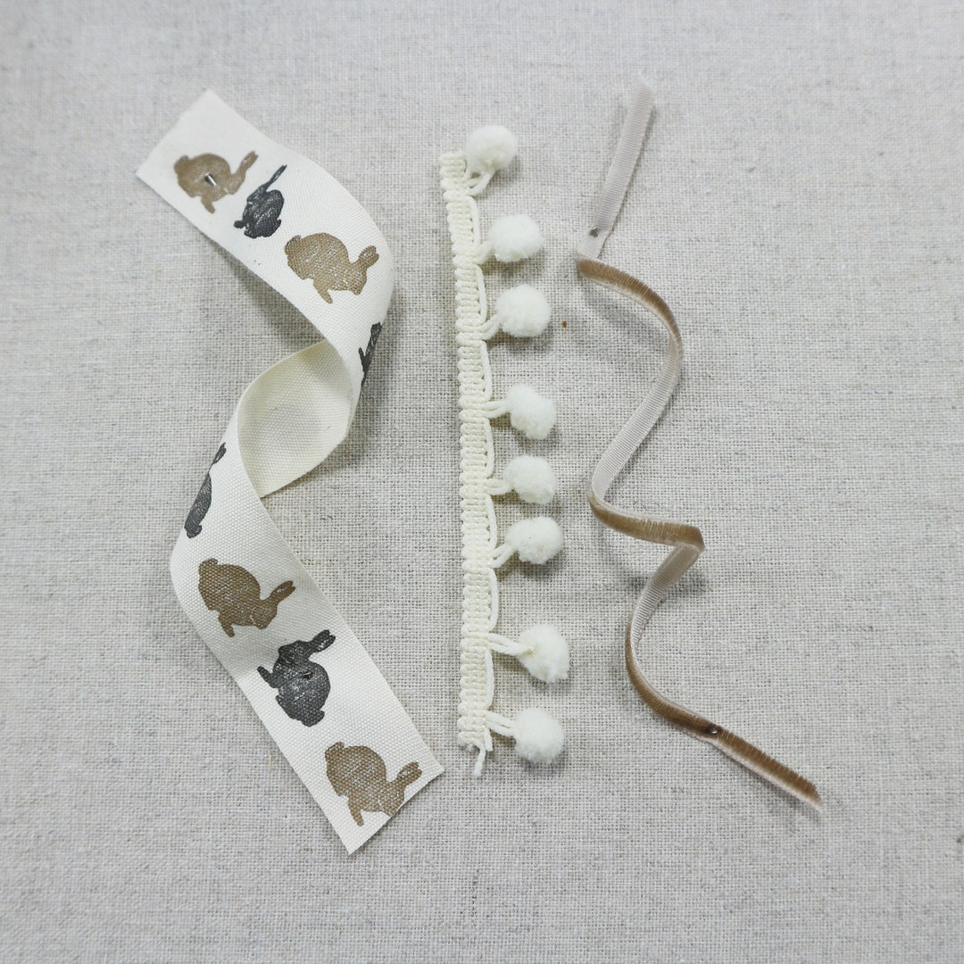 Rustic Easter Rabbit, Ribbon . Rustic Cotton Tape With Rabbit Print ...