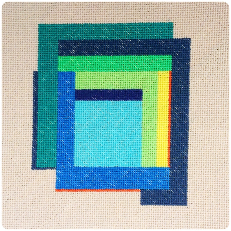 Modern Geometric Needlepoint Kit. Hand Painted Canvas. - Etsy