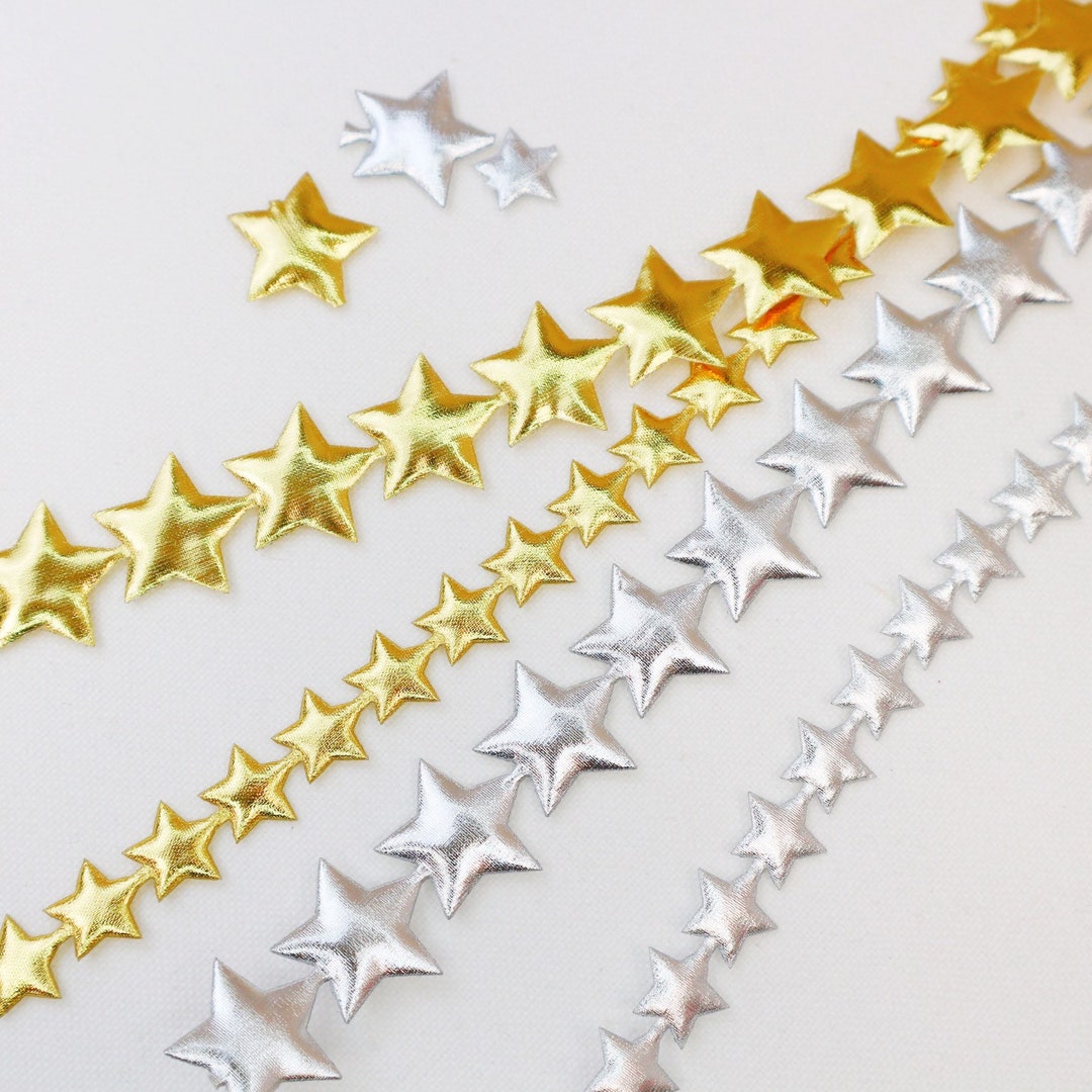 Gold and Silver Star Ribbon. Metallic Star Trim for Craft and Gift ...