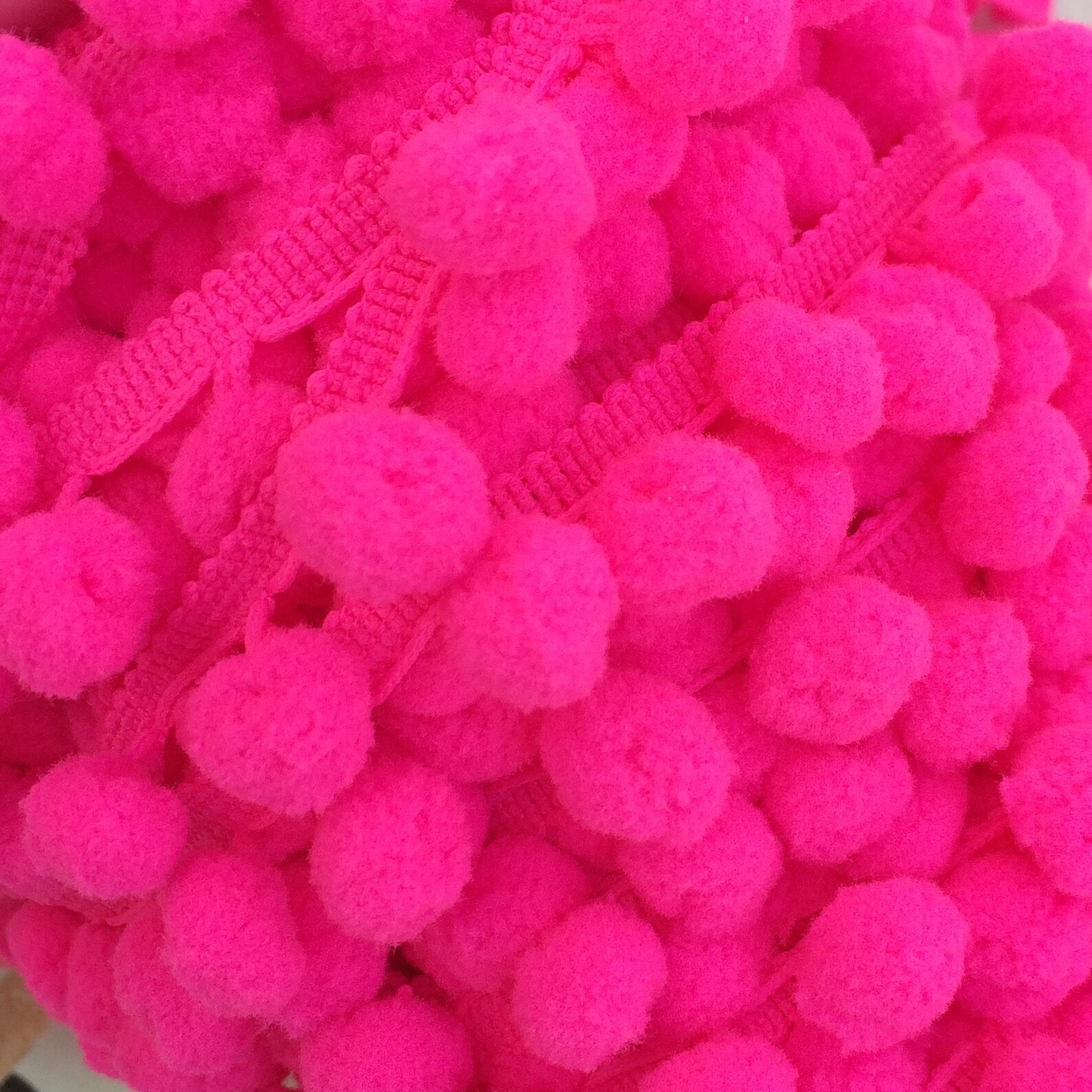 Neon Pink Pom Pom Trim. Bright Pink Pom Pom. 10 and 15mm Pom | Etsy
