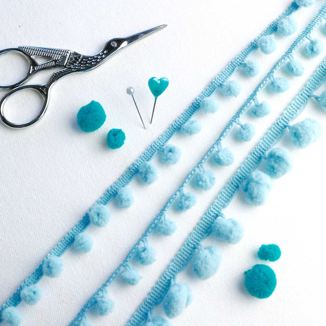 Baby Blue Pom Pom Trim. Pom Pom azul pálido. Mini pom pom - Etsy España