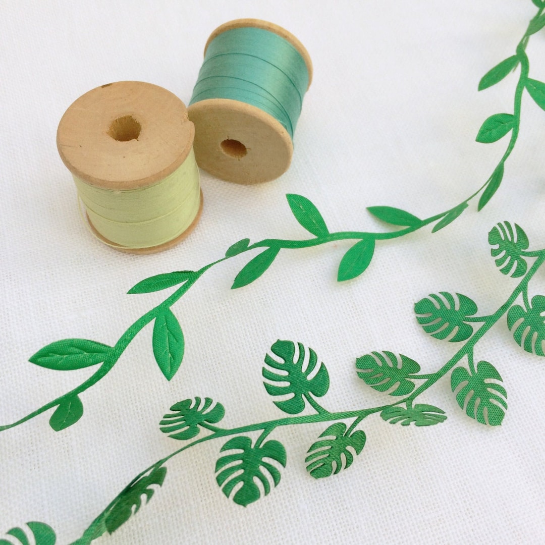 Tropical Leaf Ribbon. Monstera Leaf Ribbon, Cheese Plant Ribbon ...