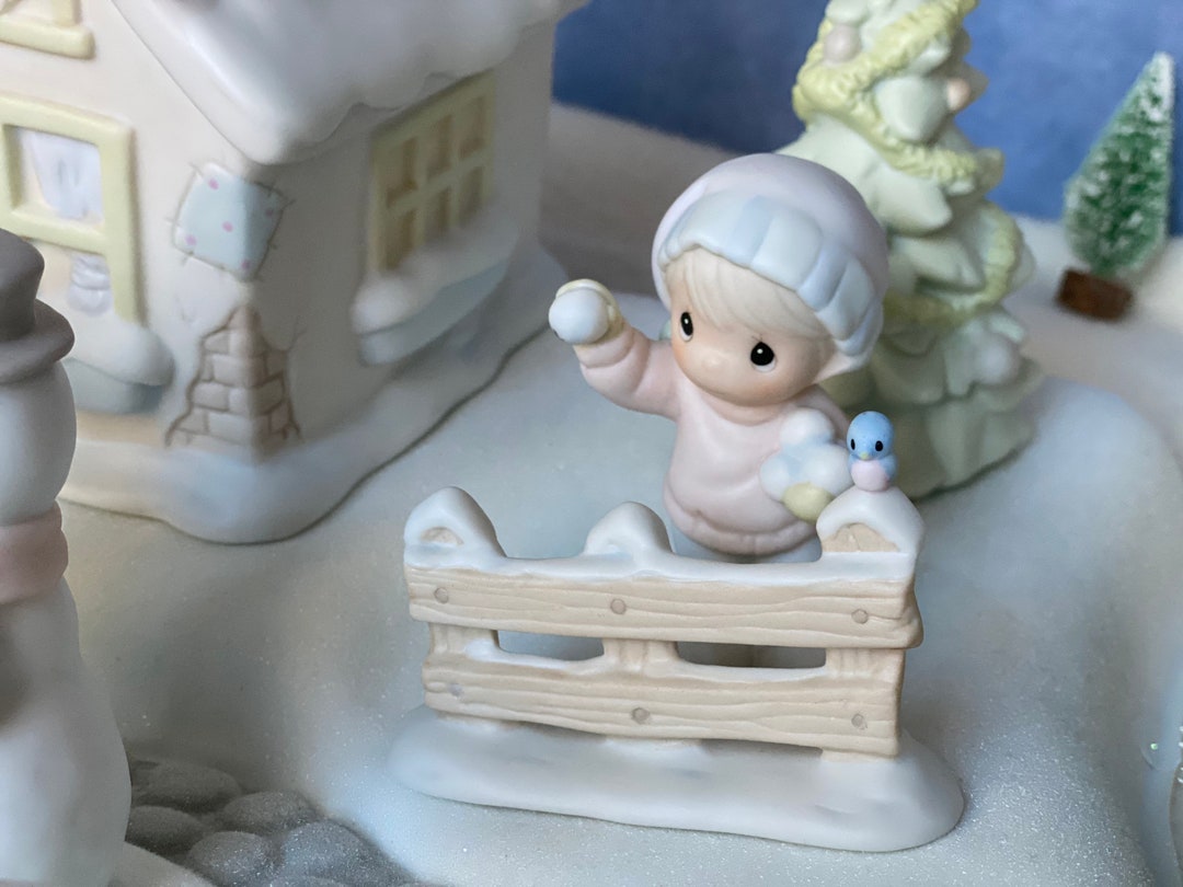 Precious Moments Sugar Town Sammy Boy With Snowballs Retired Figurine ...