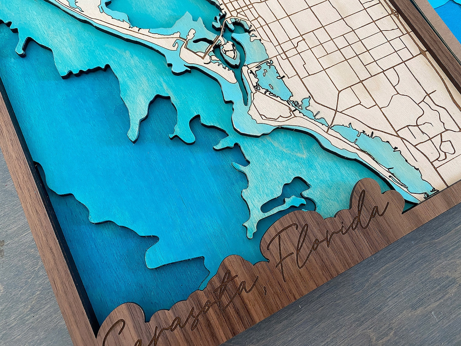 Sarasota Florida Layered Ocean Depth Map | Laser Cut DIGITAL FILE - Etsy