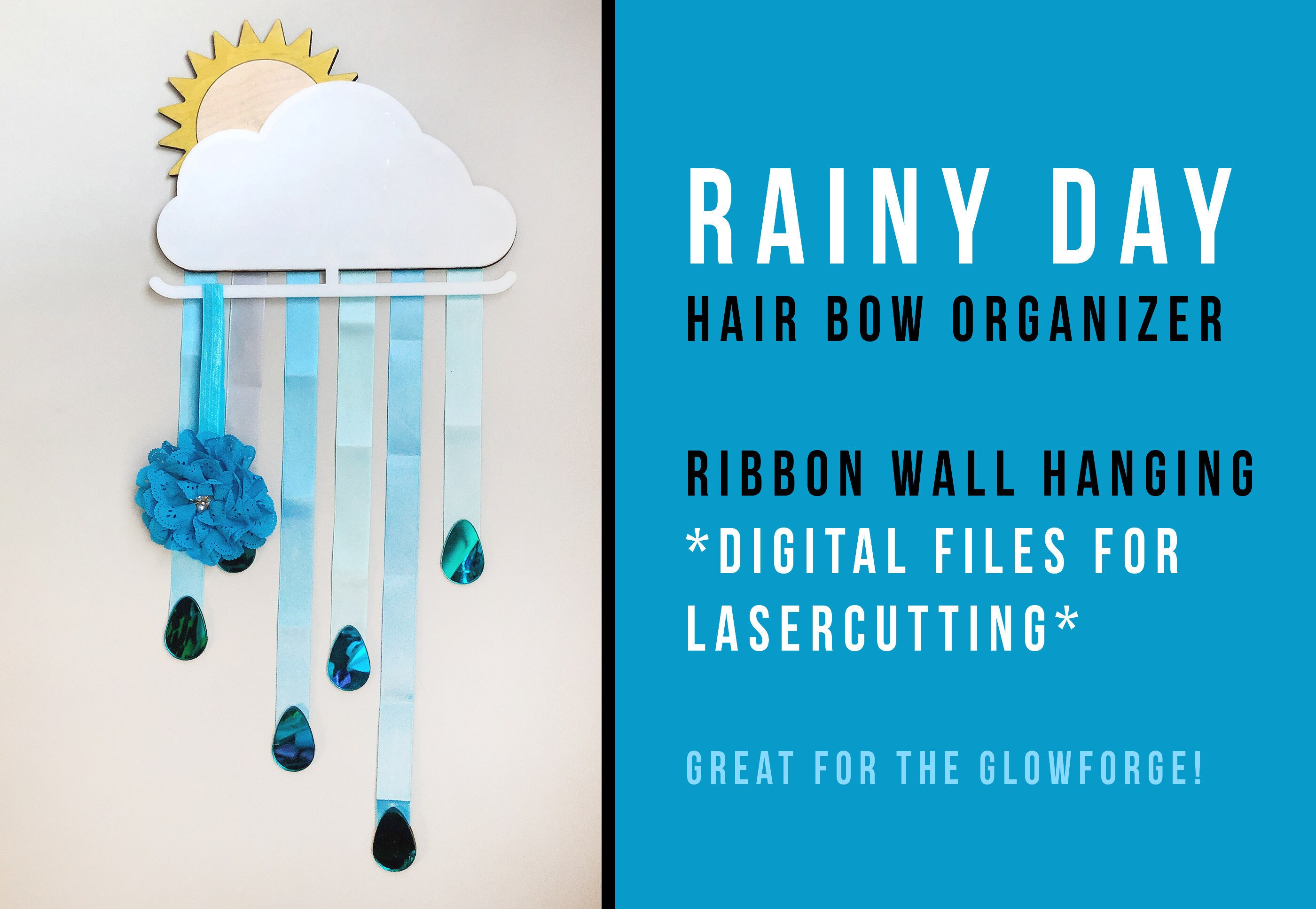 Rain Cloud Hair Bow Ribbon Organizer Digital Files for | Etsy