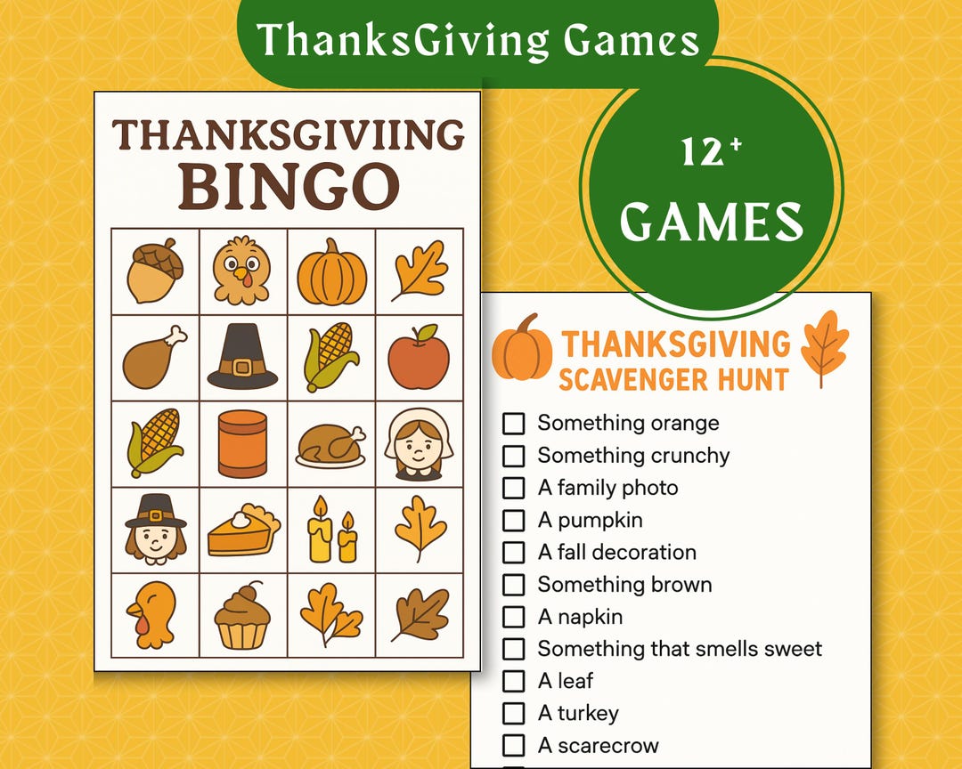 Thanksgiving Activity Bundle • Printable Games • Trivia, Bingo ...