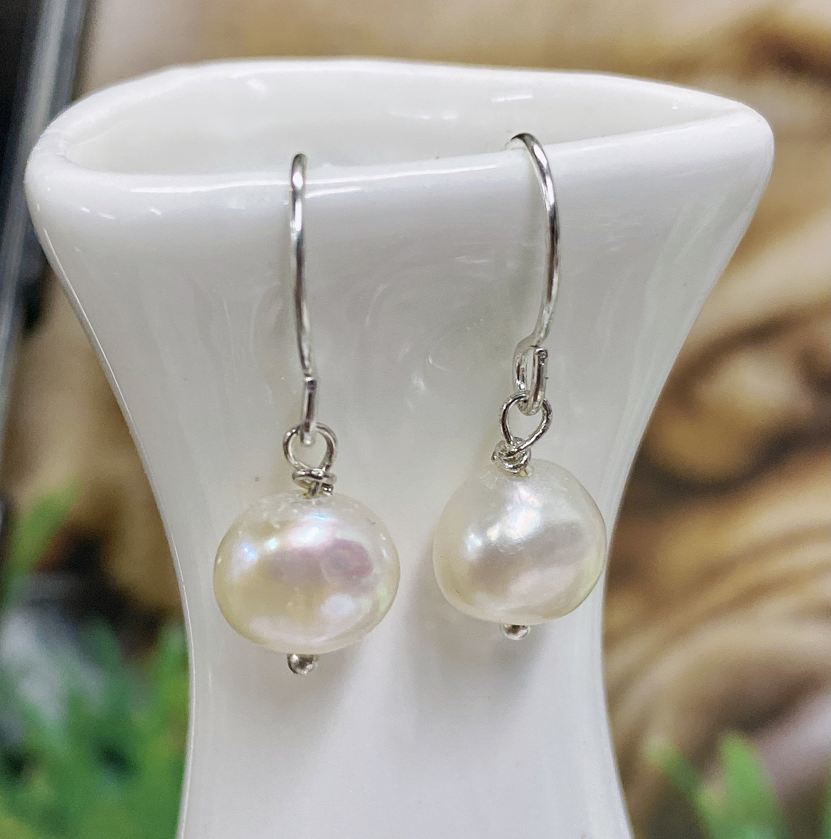 Pendiente de perla simple delicada pendientes de perlas de - Etsy España