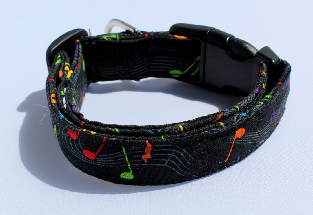 Music Notes Black Dog Collar Size XS, S, M, L Musical - Etsy
