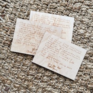 Family Hand Written Recipe Card - Wood Index Card - Laser Engraved ...