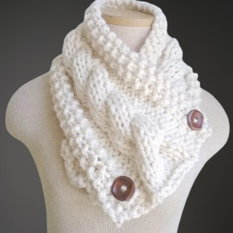 Knitted Button Scarf - Etsy