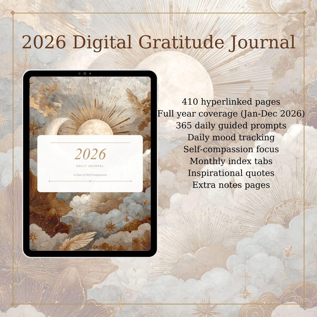 2026 Goodnotes Gratitude Journal, Daily Self Care Planner PDF, 365 Days ...