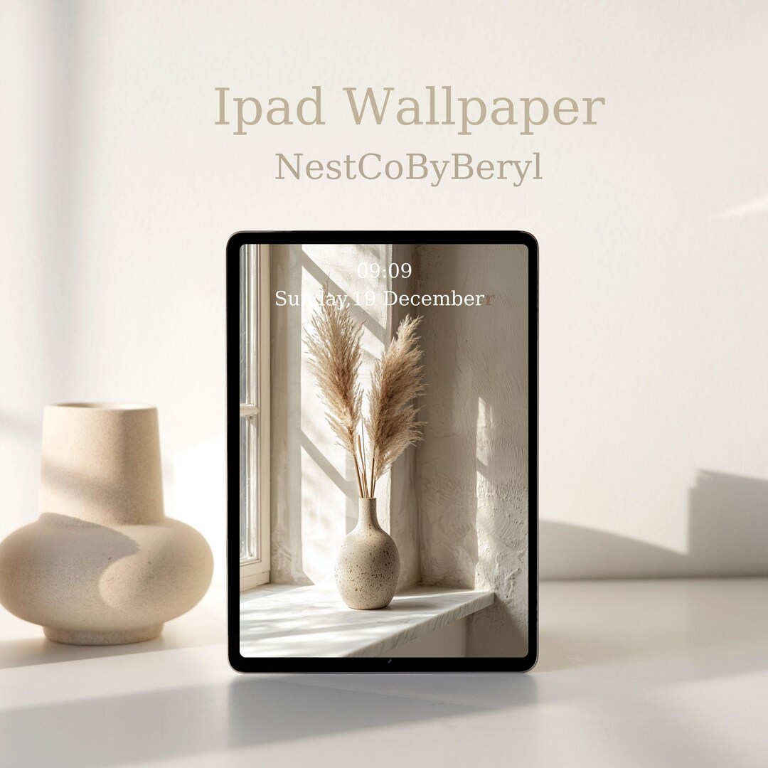 Minimalist iPad Wallpaper, Boho Pampas Grass Digital Download, Neutral ...