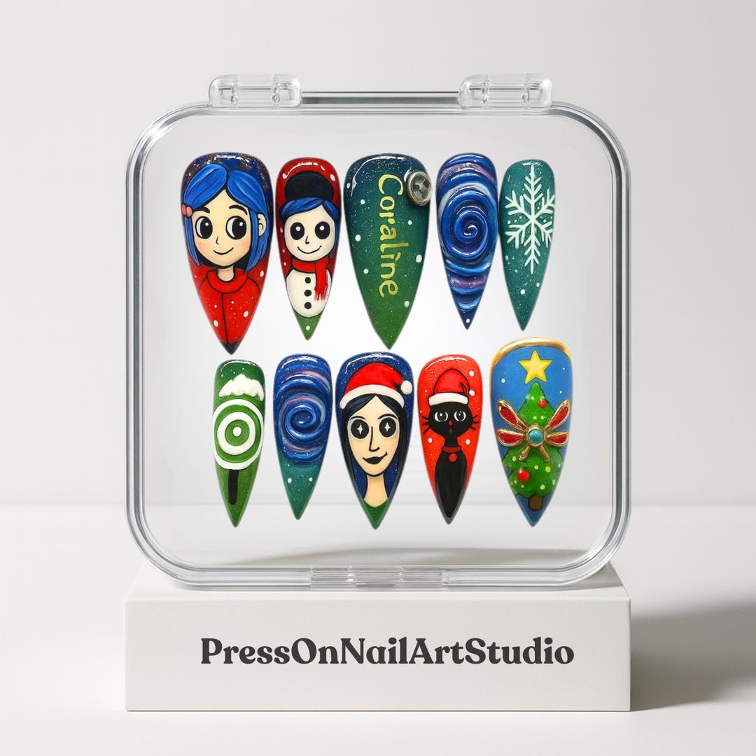 Caroline Festive Stiletto Press on Nails | Christmas Red Almond Nails ...