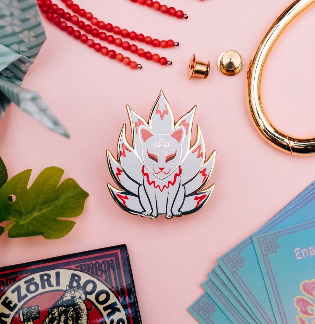 Kyubiko Yokai Pin - Limited Edition Collaboration With Bakezori Books From Japan - Japanese ...