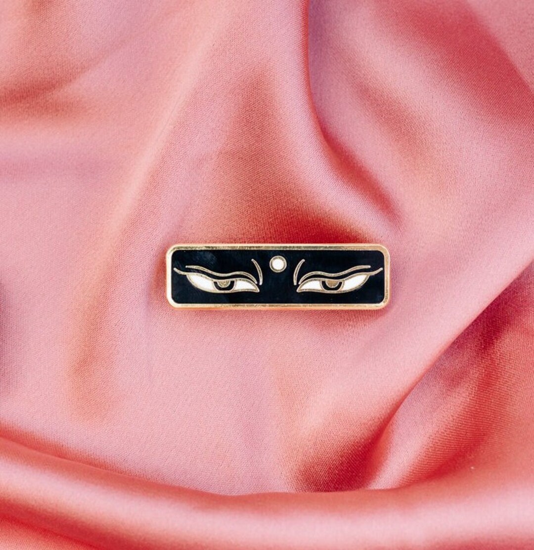 Modern Buddha Eyes BLACK GOLD Hard Enamel Pin Beautiful Asian Eye Pins ...