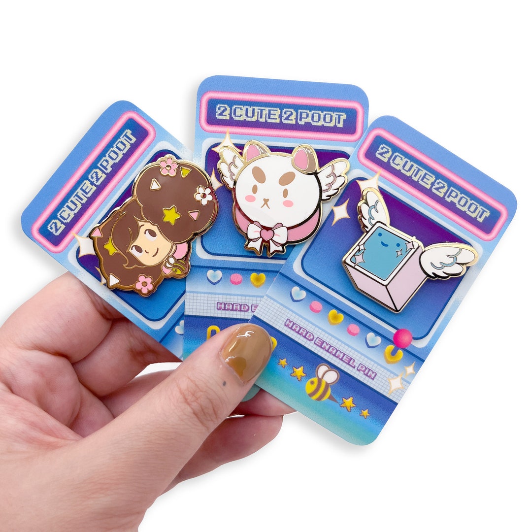3 PIN BUNDLE Cute Bee and Puppycat and Tempbot Hard Enamel Gold Lapel ...