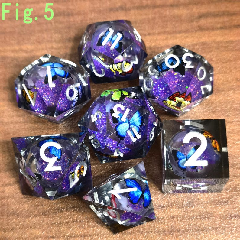 Dream Vortex Liquid Core Resin Dice Set, Blue and Red Color Scheme ...