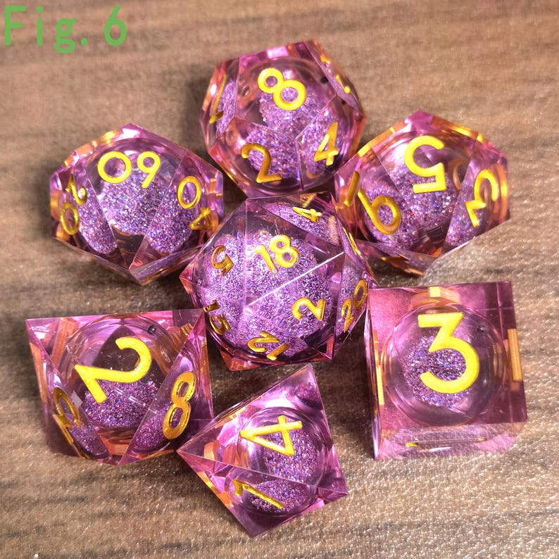 Dream Vortex Liquid Core Resin Dice Set, Blue and Red Color Scheme ...