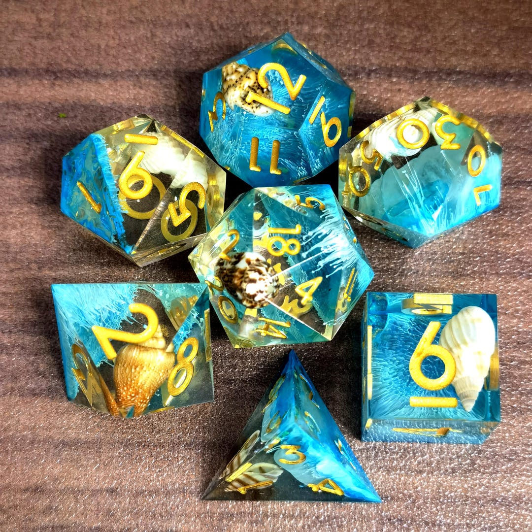 DND Dice Gift Set, Blue Underwater World Resin Sharp-edge Dice Set, for ...