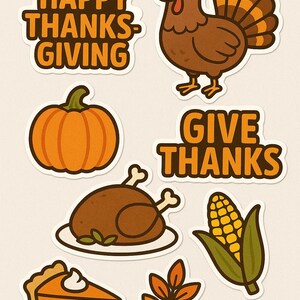 Thanksgiving Sticker Pack | Cozy Fall Harvest Vinyl Stickers for ...