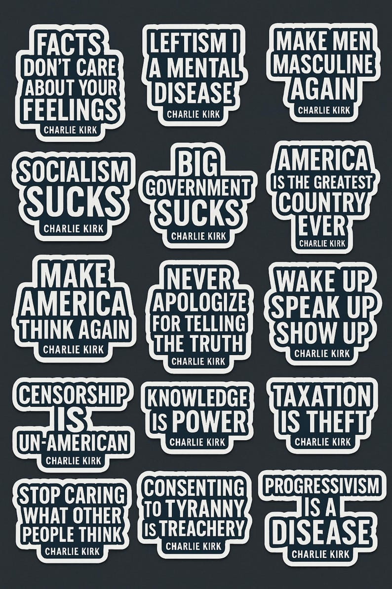 Charlie Kirk Quote Sticker Pack | Conservative Political Stickers for ...
