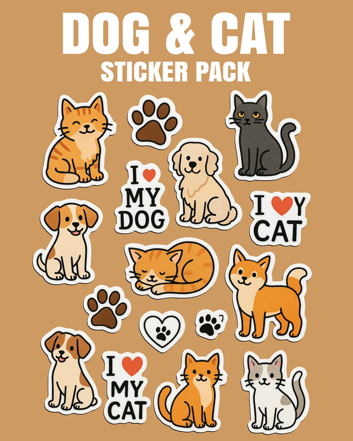Dog & Cat Sticker Pack | Cute Vinyl Stickers for Pet Lovers, Journals ...