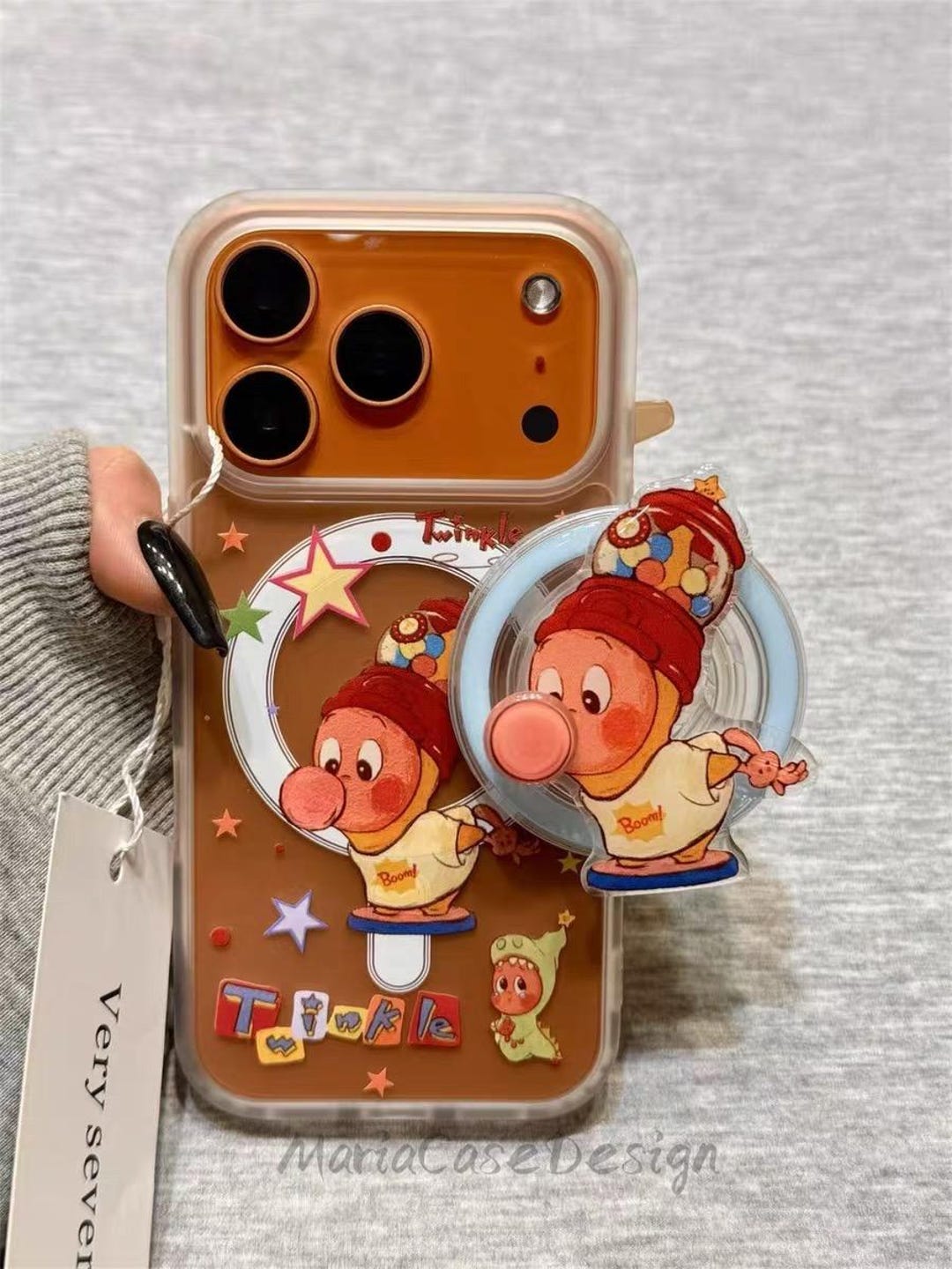 Matte Orange Bubble Star Person Magsafe Phone Case, Magnetic Phone ...