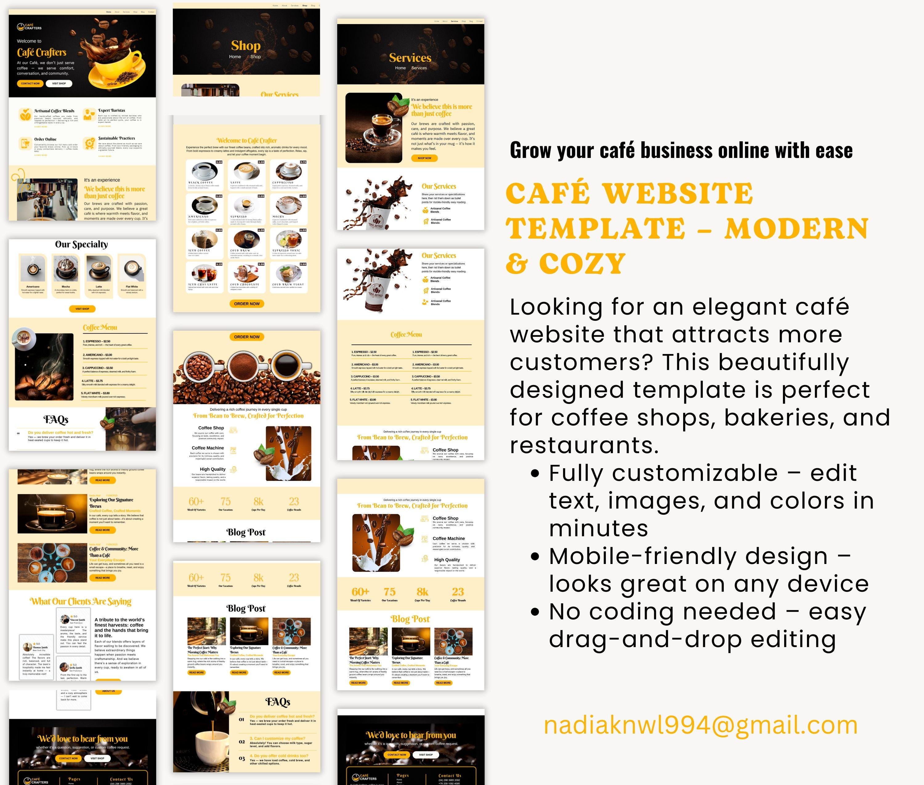 Coffee Shop Website Template: Modern Canva Design (digital Download) - Etsy