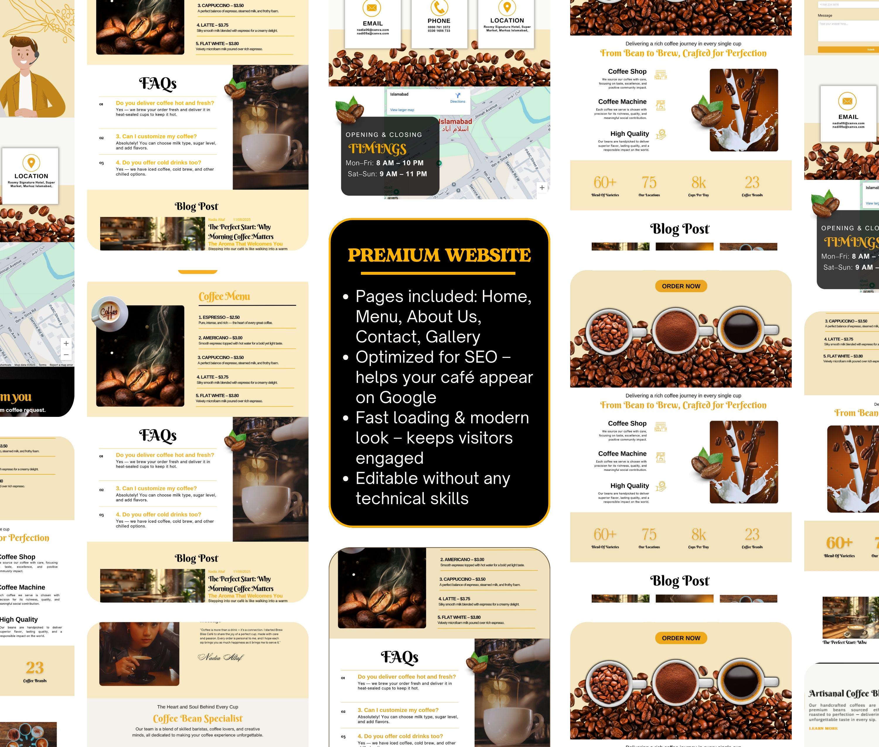 Coffee Shop Website Template: Modern Canva Design (digital Download) - Etsy