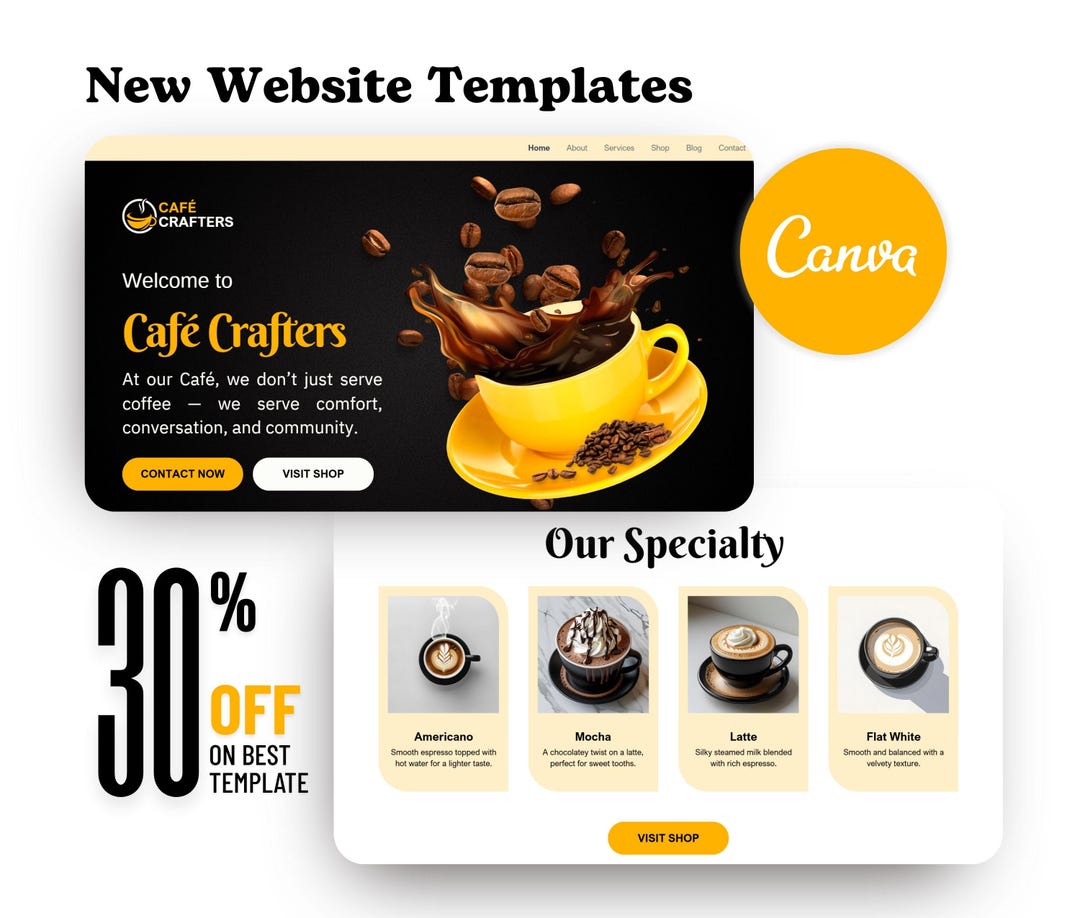 Coffee Shop Website Template: Modern Canva Design (digital Download) - Etsy