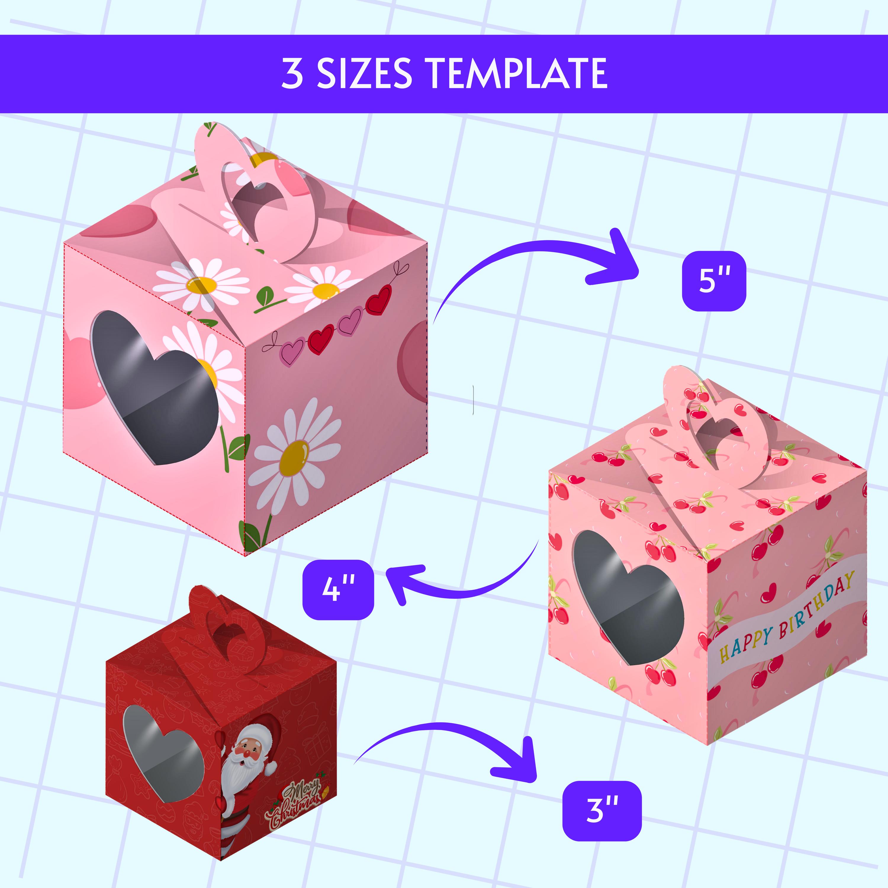 Heart Window Gift Box Template, Canva Editable, 3 Sizes (digital ...