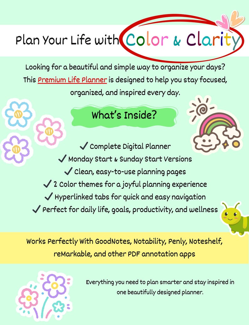 All-in-one Premium Life Planner Goodnotes, Soft Aesthetic Digital ...