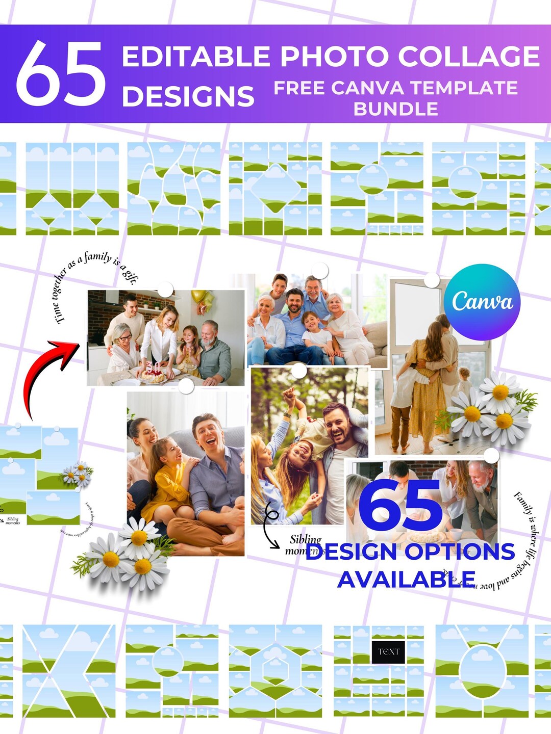 65 Photo Collage Templates, Family, Birthday, Couple, Canva Editable ...